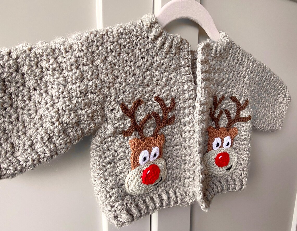 Crochet Reindeer Applique Pattern | Pattern for Cardigan is NOT ...