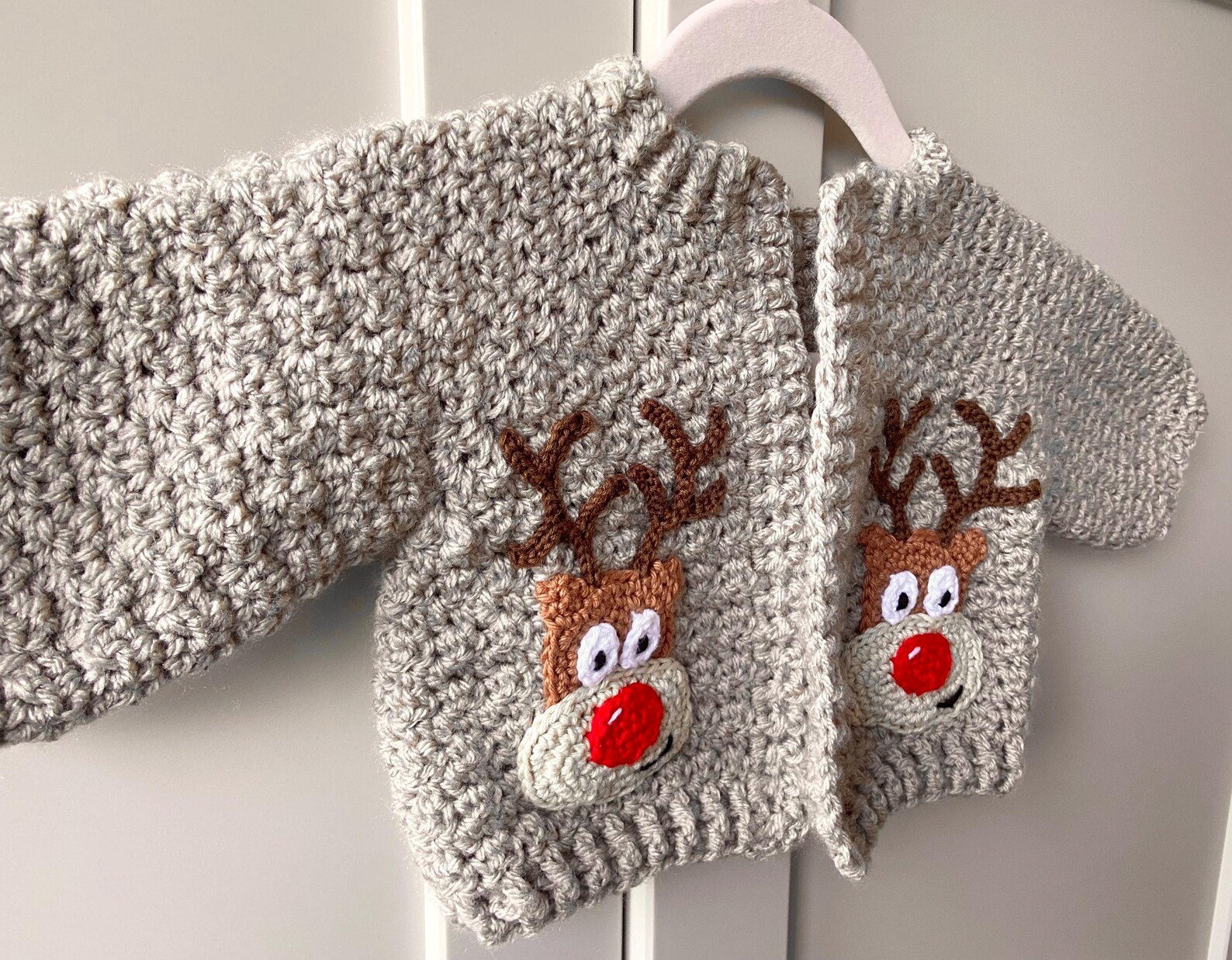 Crochet Reindeer Applique Pattern | Pattern for Cardigan is NOT ...