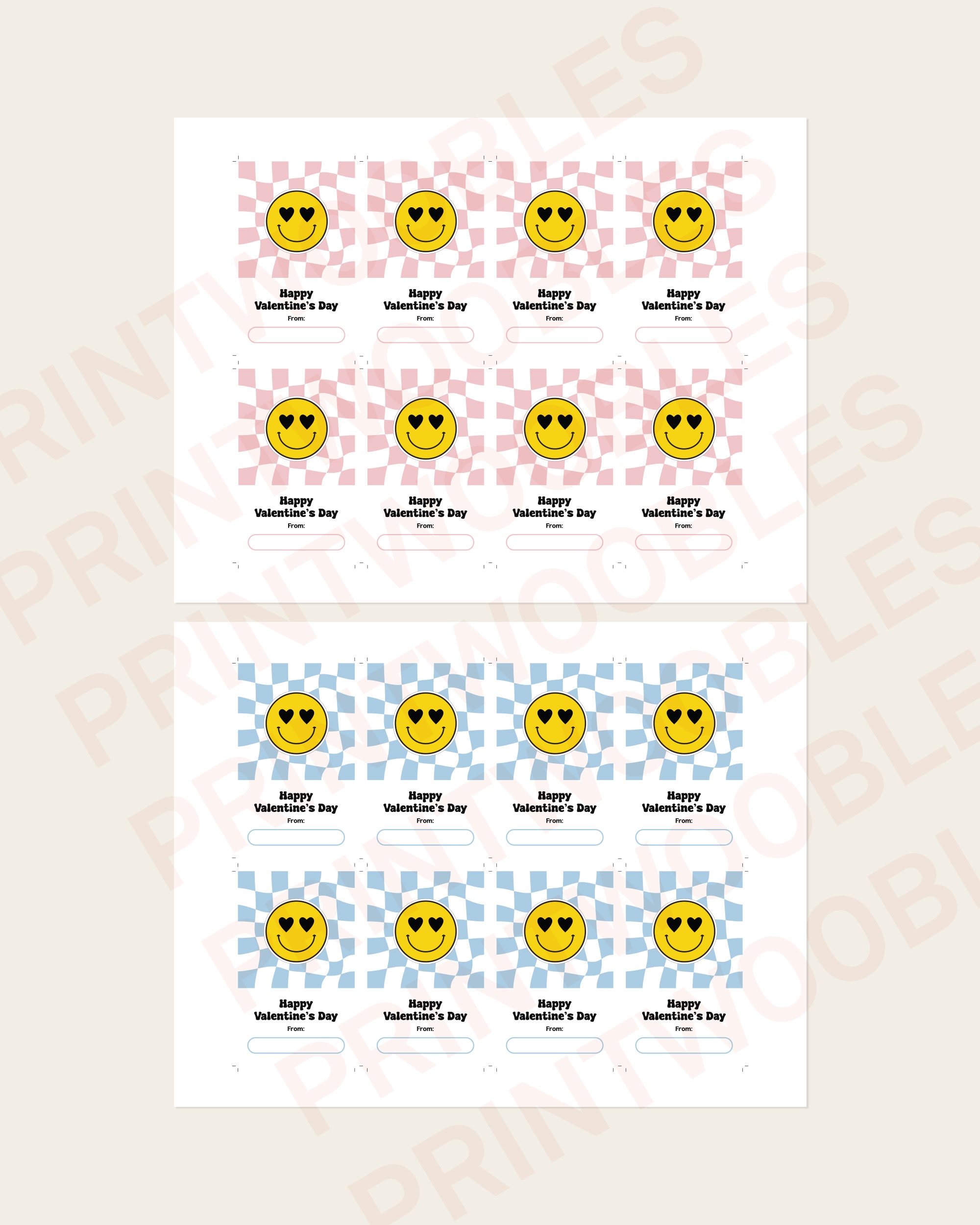 Smiley Face Valentine's Day Gift Tag | Favor Tag | Instant Digital ...