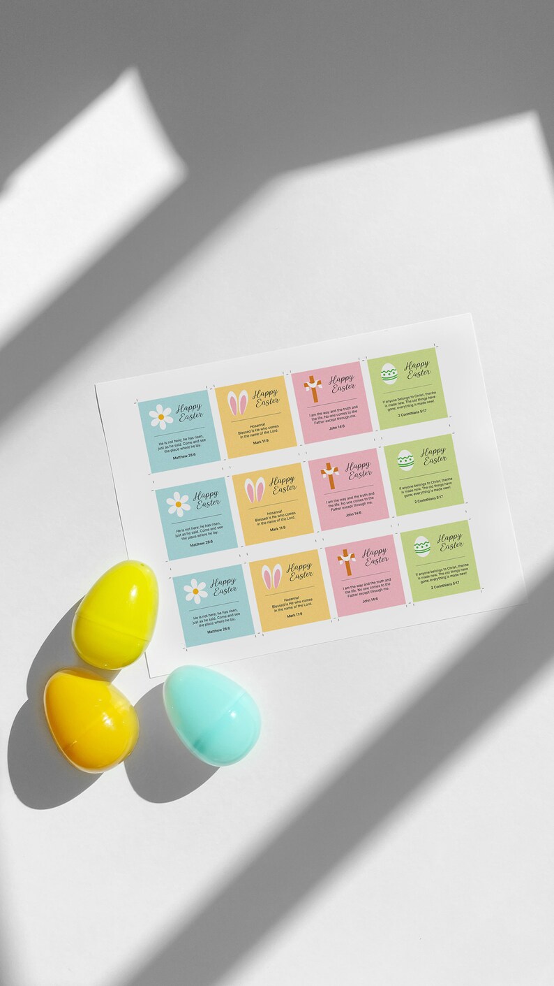 Printable Easter Cards | Easter Basket Egg Filler Bible Verse for ...
