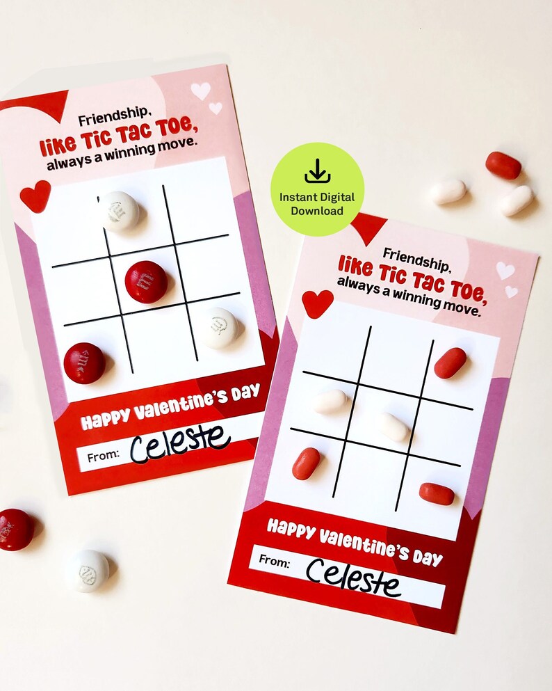 Valentine's Day Tic Tac Toe Card | Instant Digital Download | Kid's ...