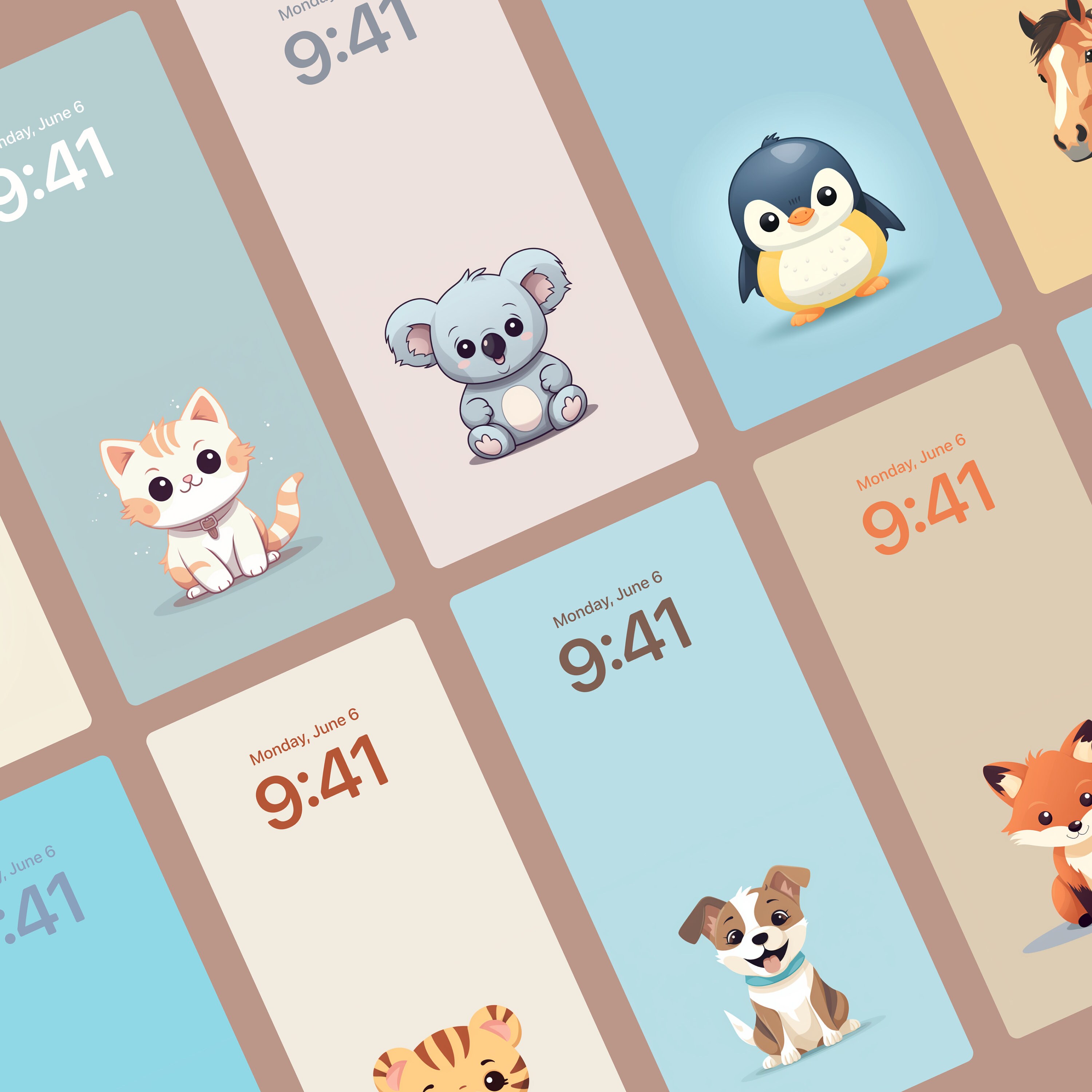 Cut Animals Phone Wallpaper, Set of 12 Cut Flat Design Animals - Etsy