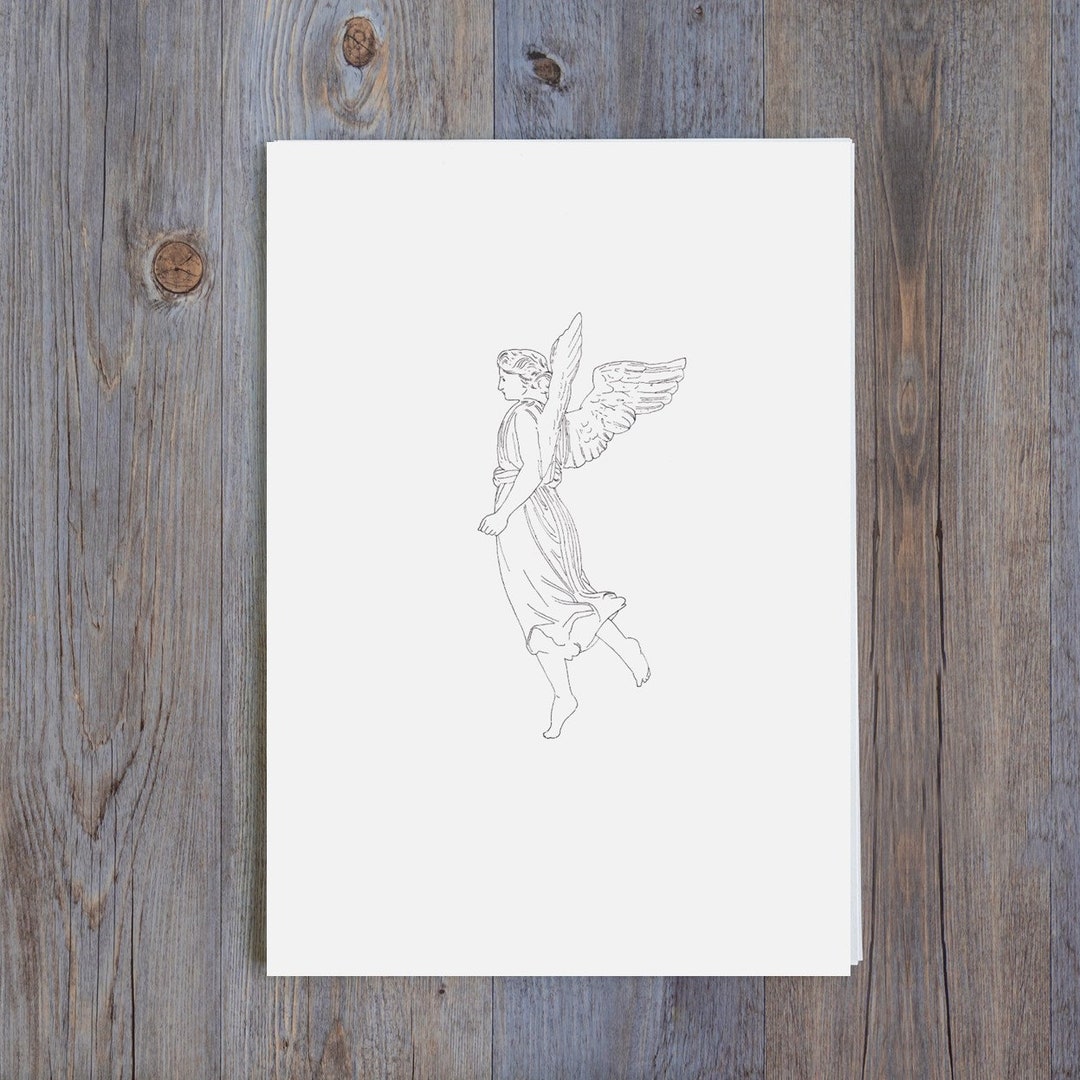 Angel in Flight Drawing Guardian Angel Wings Wall Art Print A4 Unframed ...