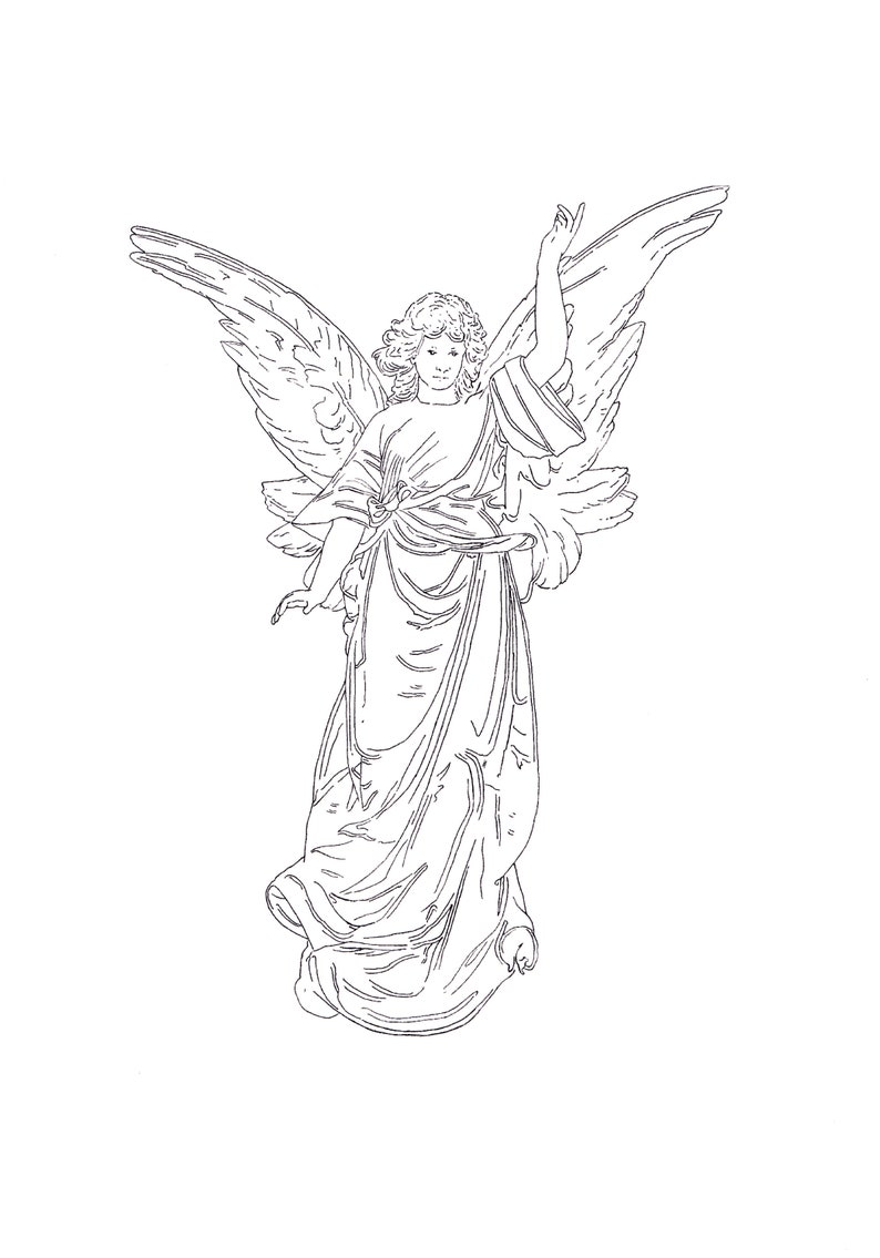 Angel in Heaven Angel Picture Guardian Angel Drawing Angel Line Art ...