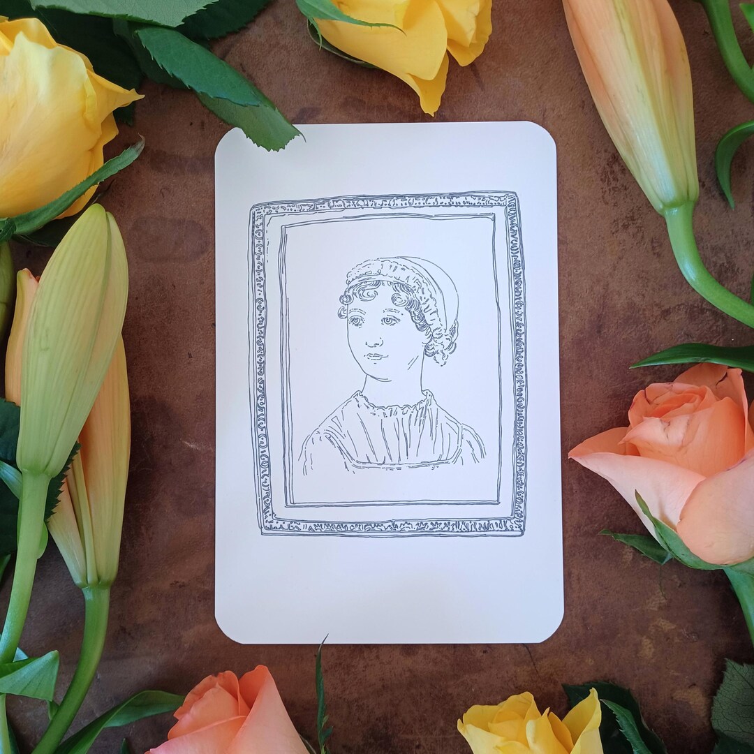 Jane Austen Portrait Jane Austen Illustration A6 Print Jane Austen ...