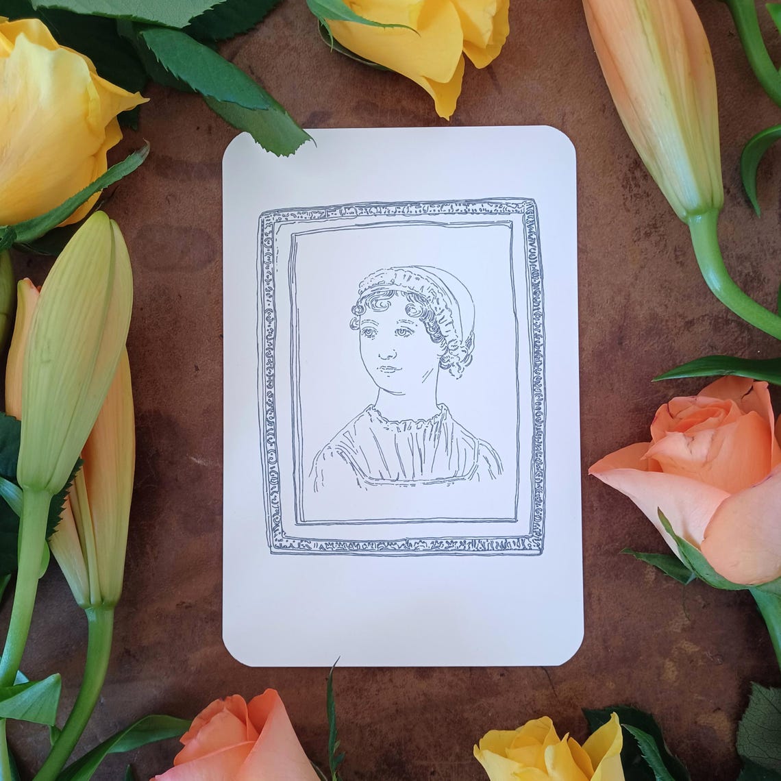 Jane Austen Portrait Jane Austen Illustration A6 Print Jane Austen ...