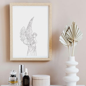Guardian Angel Line Art. Angel Wings Picture Gift of Caring Wall Art ...