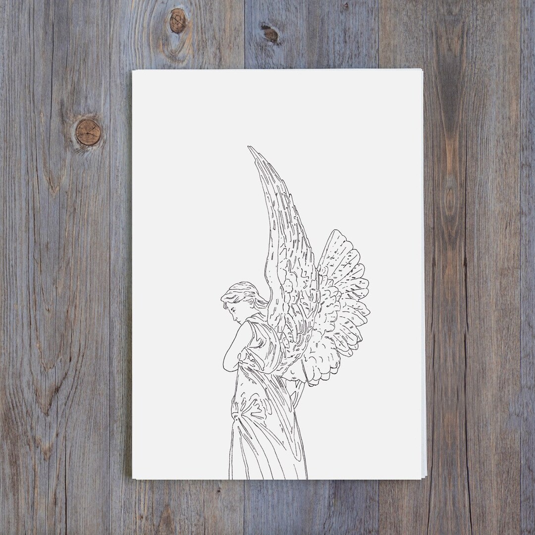 Angel Drawing Guardian Angel Wings Wall Art Angel Print A4 Unframed ...