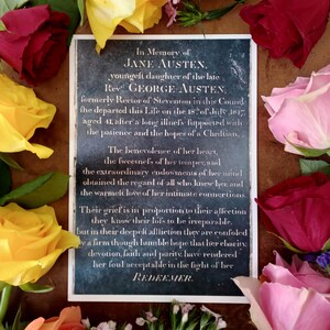 Picture of Jane Austen's Grave, With Beautiful Inscription. Jane Austen ...