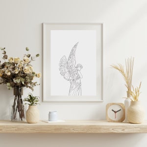 Guardian Angel Line Art. Angel Wings Picture Gift of Caring Wall Art ...