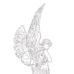 Guardian Angel Line Art. Angel Wings Picture Gift of Caring Wall Art ...