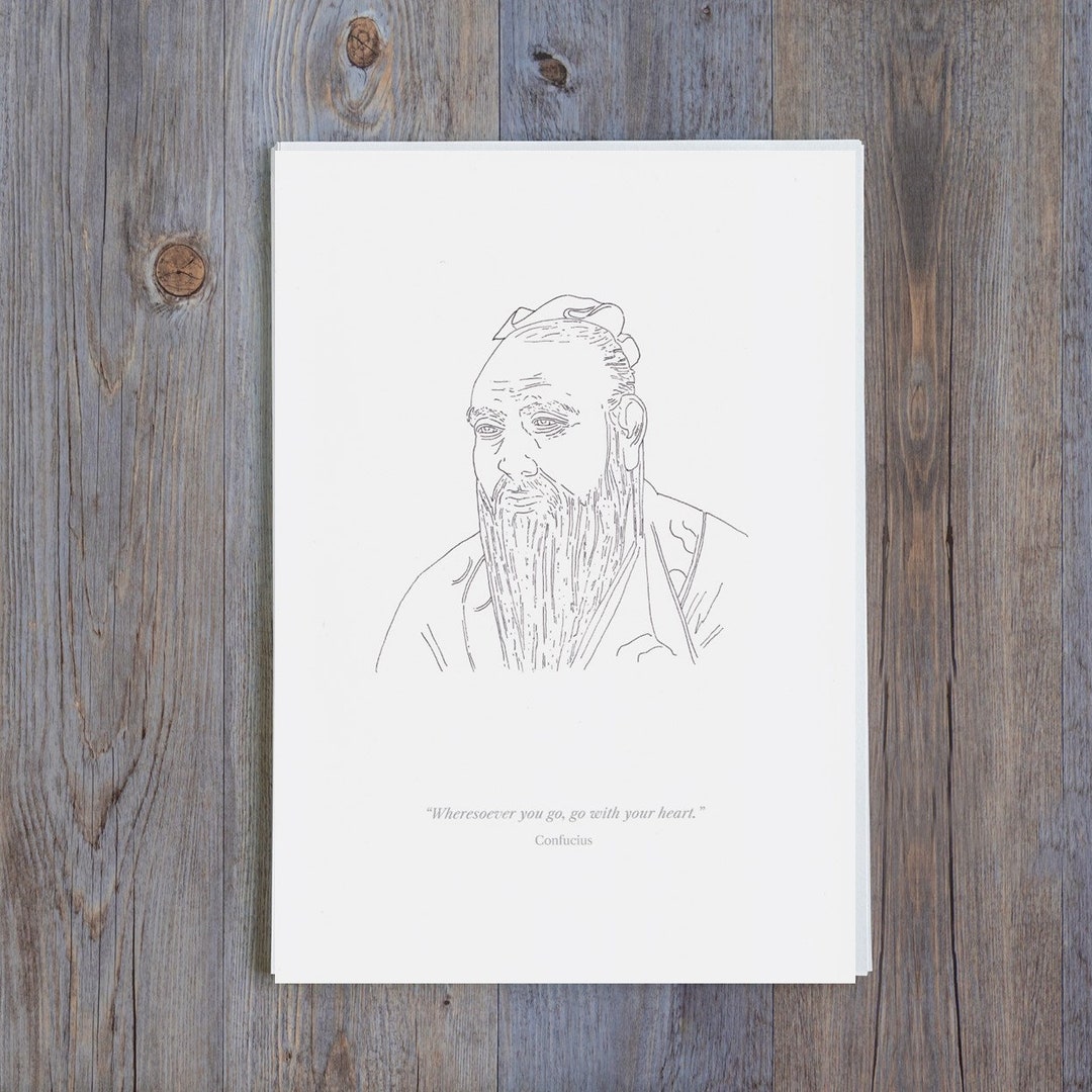 Confucius Portrait Inspirational Quote: Wheresoever You Go. Wall Art ...