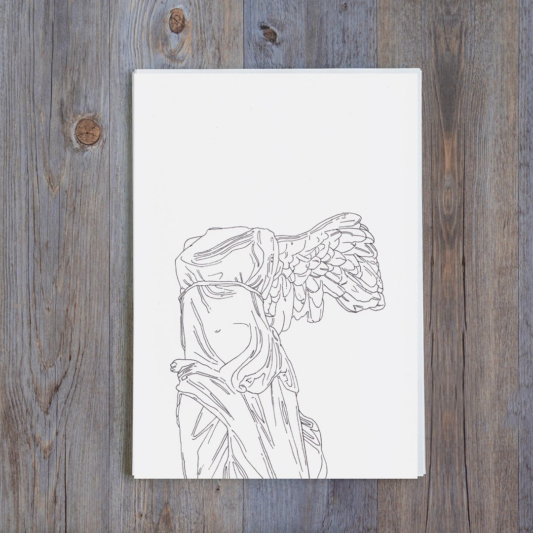 Angel Winged Victory of Samothrace Angel Line Art Angel Wings Wall Art ...