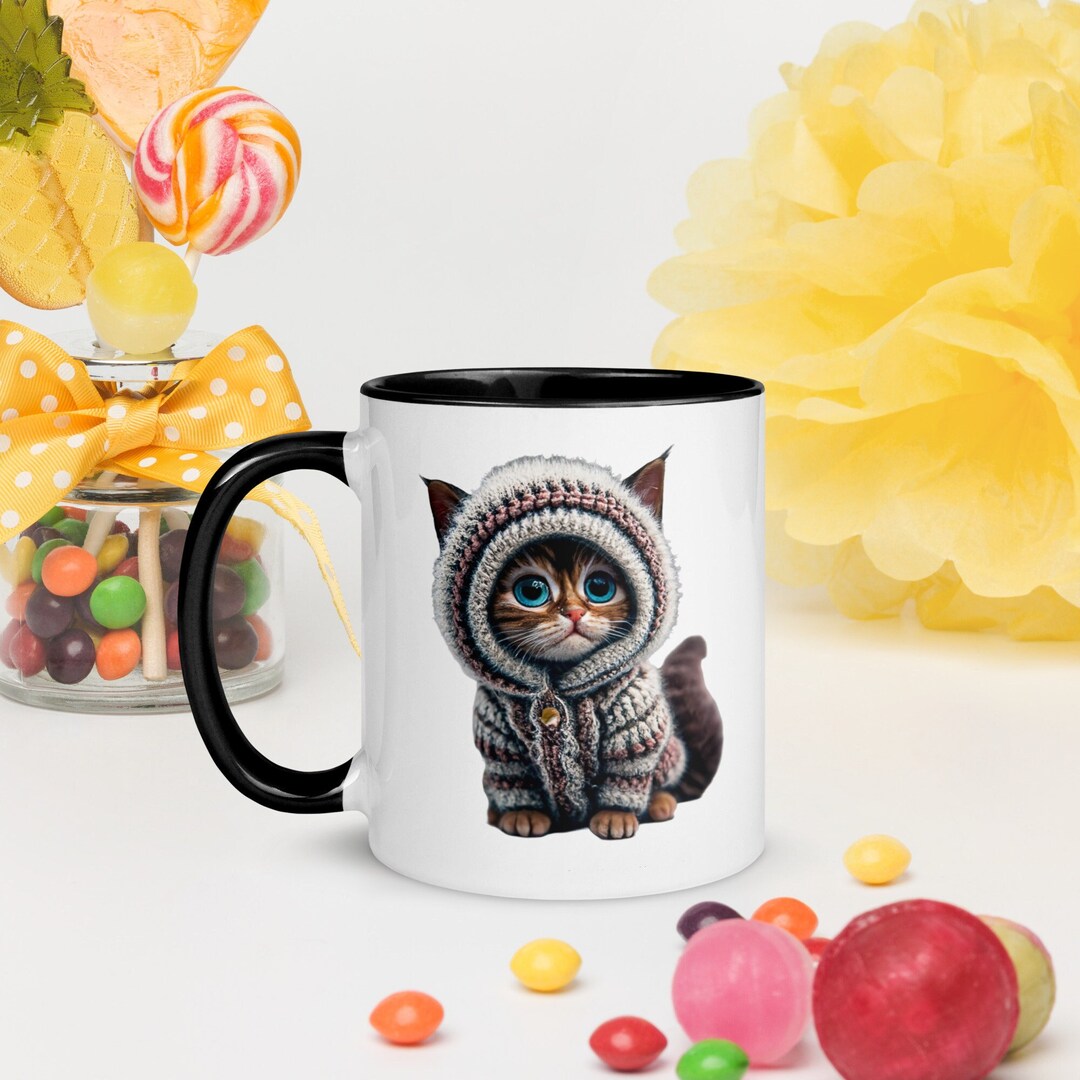 Cute Kitty Cat Mug With Color Inside Coffee Cup Coffee Mug Drinkware - Etsy