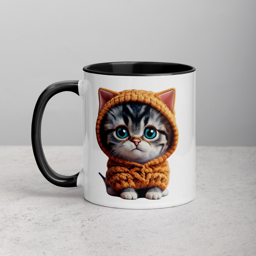 Cat Kitten Mug With Color Inside - Etsy