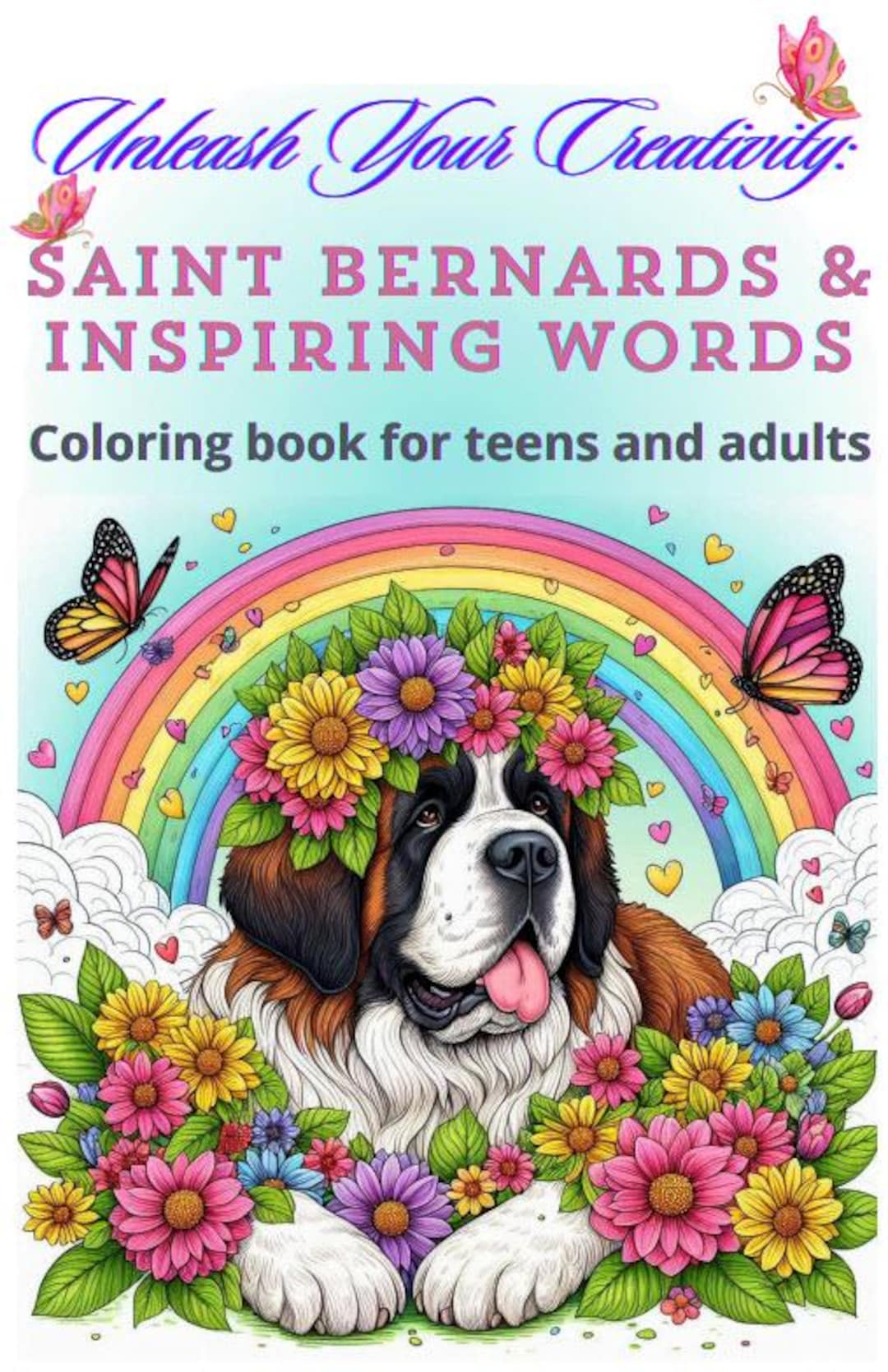 Coloring Pages: Saint Bernards & Inspiring Words - Etsy