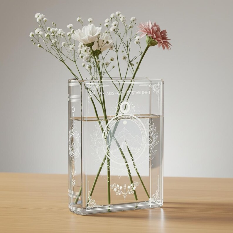 Acrylic Book Vase, Clear Book Shaped Flower Vase, Literary Home Decor ...