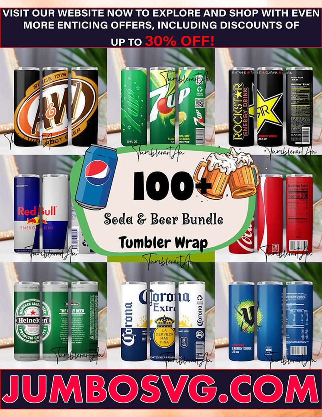 100 Beer and Soda Tumbler Wraps Bundle, Straight Png Tumbler Template ...