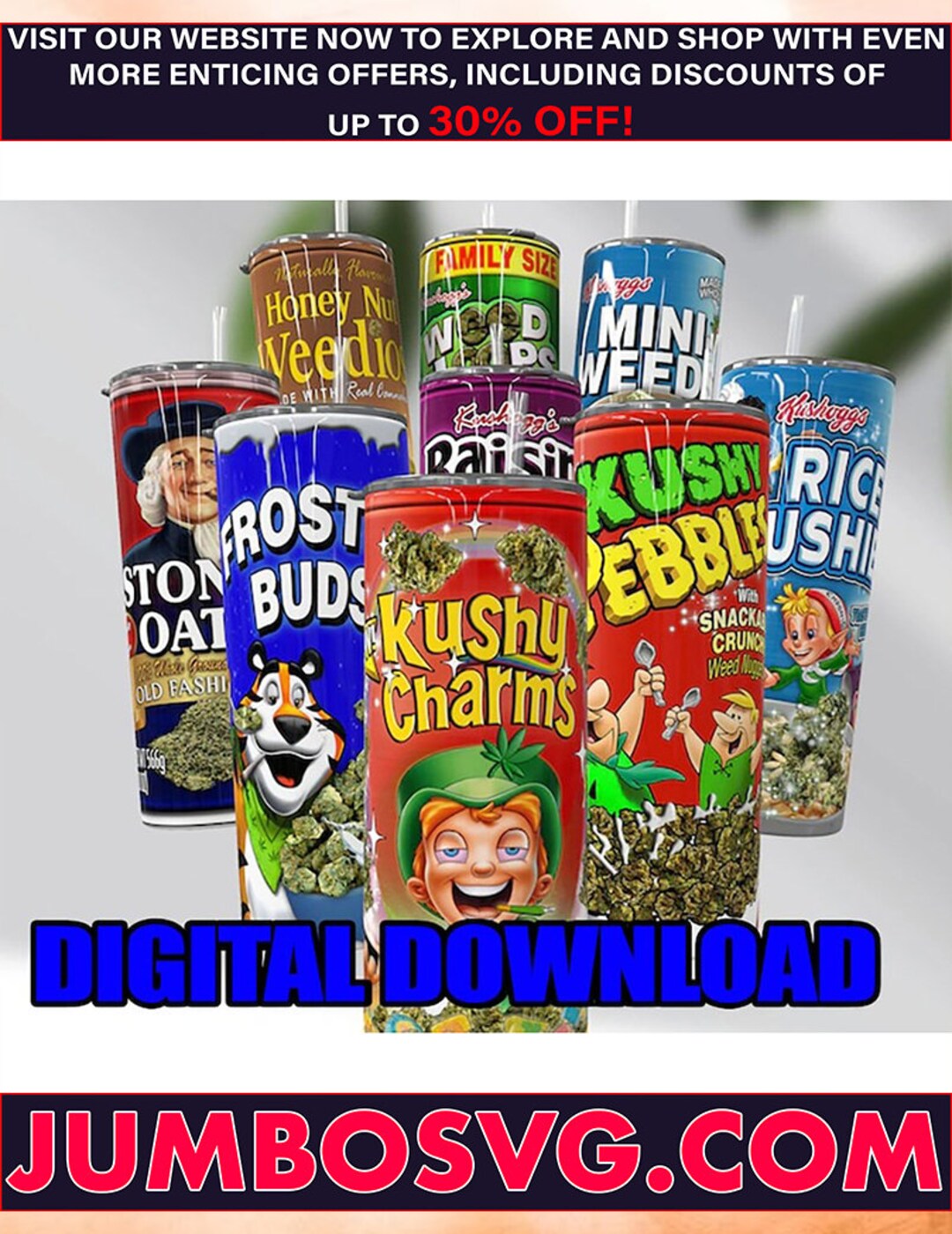 420 Weed Cereal Bundle, Funny 20oz Weed Tumbler Wrap, Stoner Tumbler ...