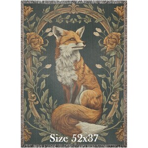 Woven Tapestry Fox Blanket for Dark Academia Decor and Cottagecore ...