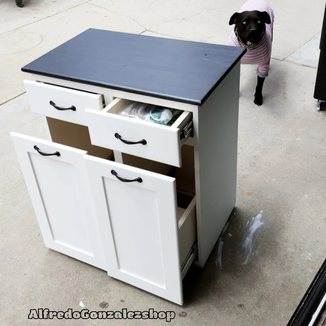 Pull-out Double Trash Can Cabinet - Etsy