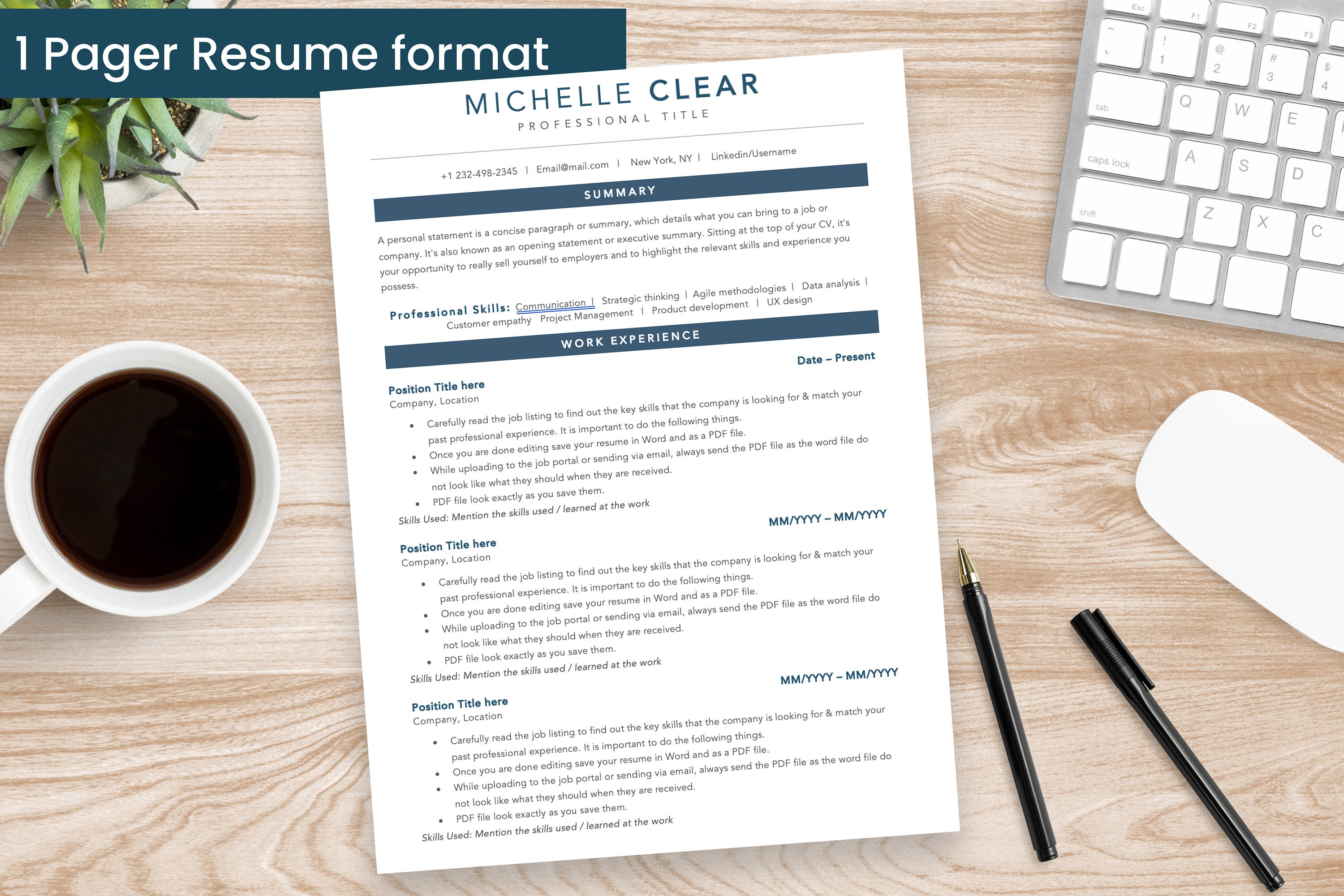 ATS Resume Template for Microsoft Word and Apple Pages Resume, ATS ...