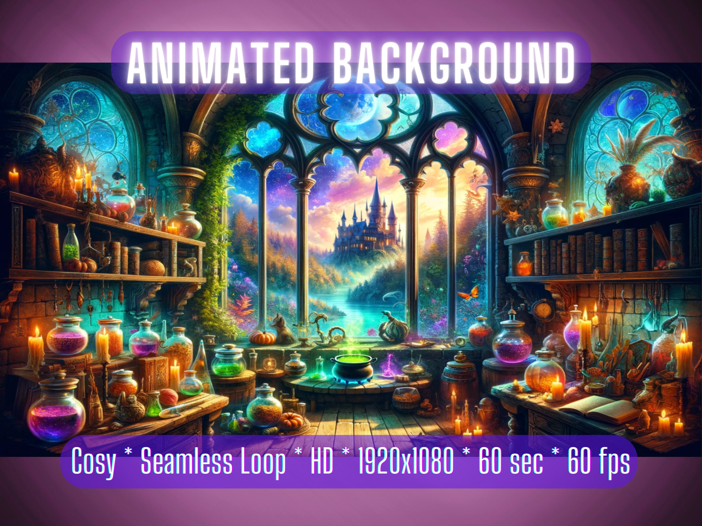 Animated Background Enchanted Alchemist's Nook | Vtuber Background ...