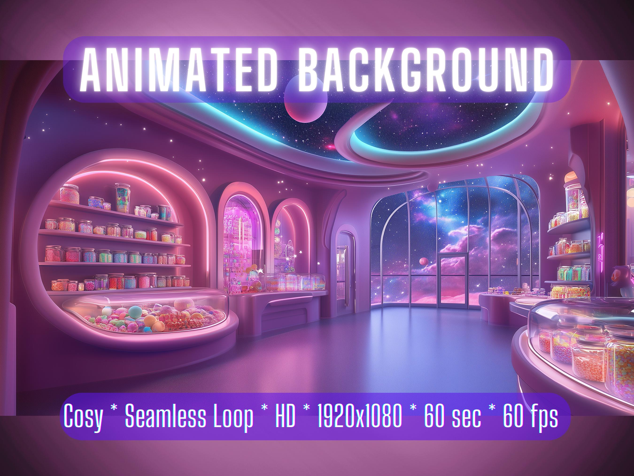 Vtuber Background | Galactic Candy Shop | Animated Background | Stream ...