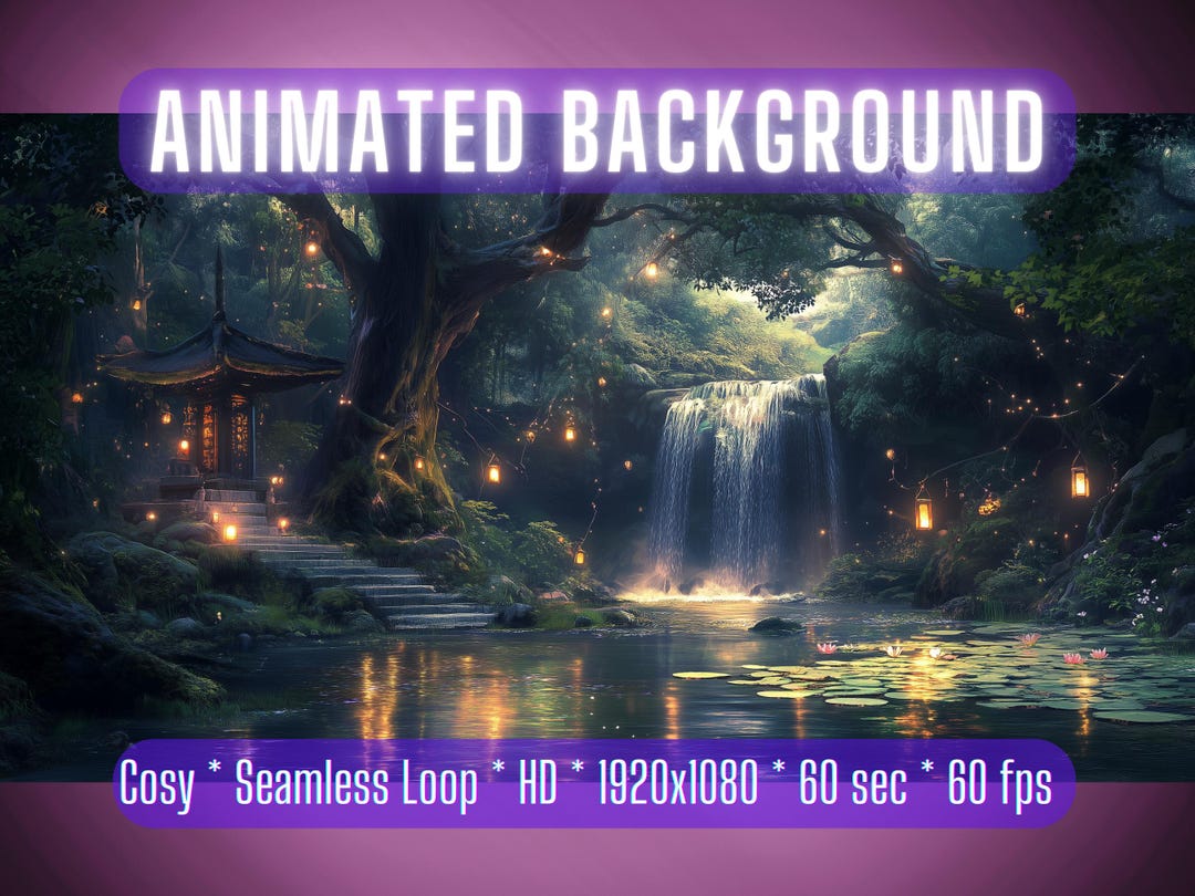 Vtuber Background | Mystical Waterfall Sanctuary | Animated Background ...