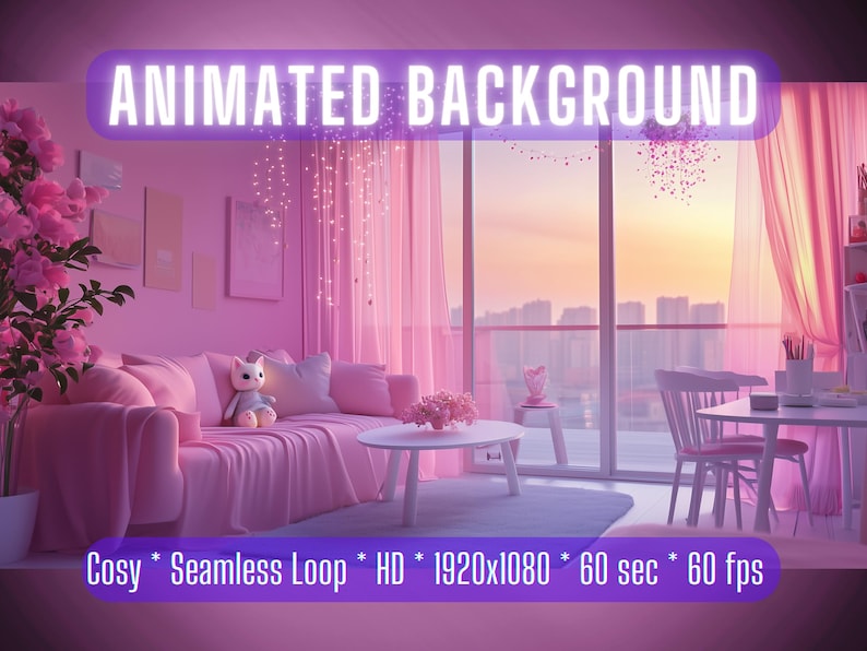 Vtuber Background | Pink Sunset Haven | Animated Background | Stream ...
