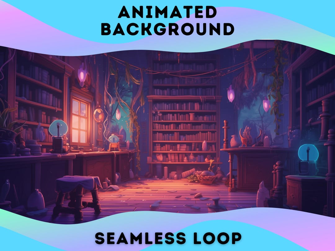 Vtuber Background | Whispering Ember Witch’s Library | Animated ...