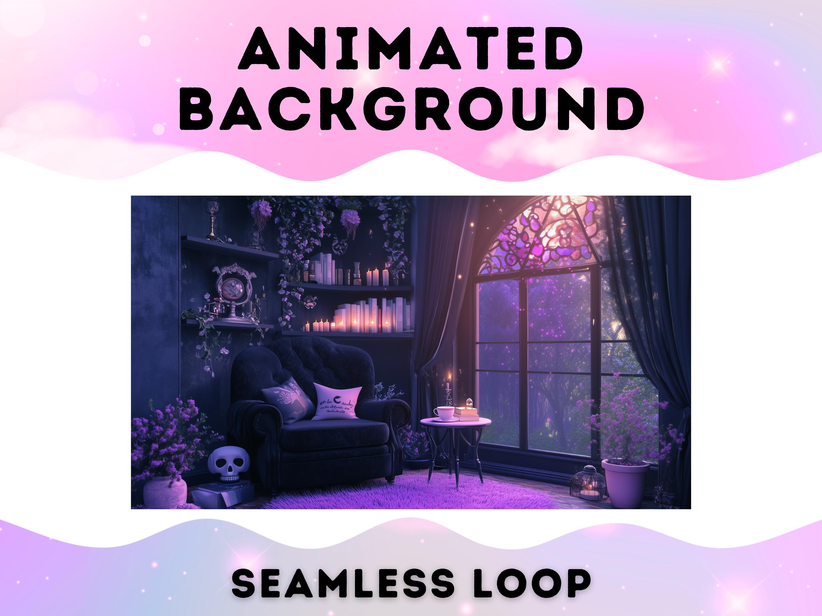 Vtuber Background | Gothic Moonlit Nook | Animated Background | Stream ...