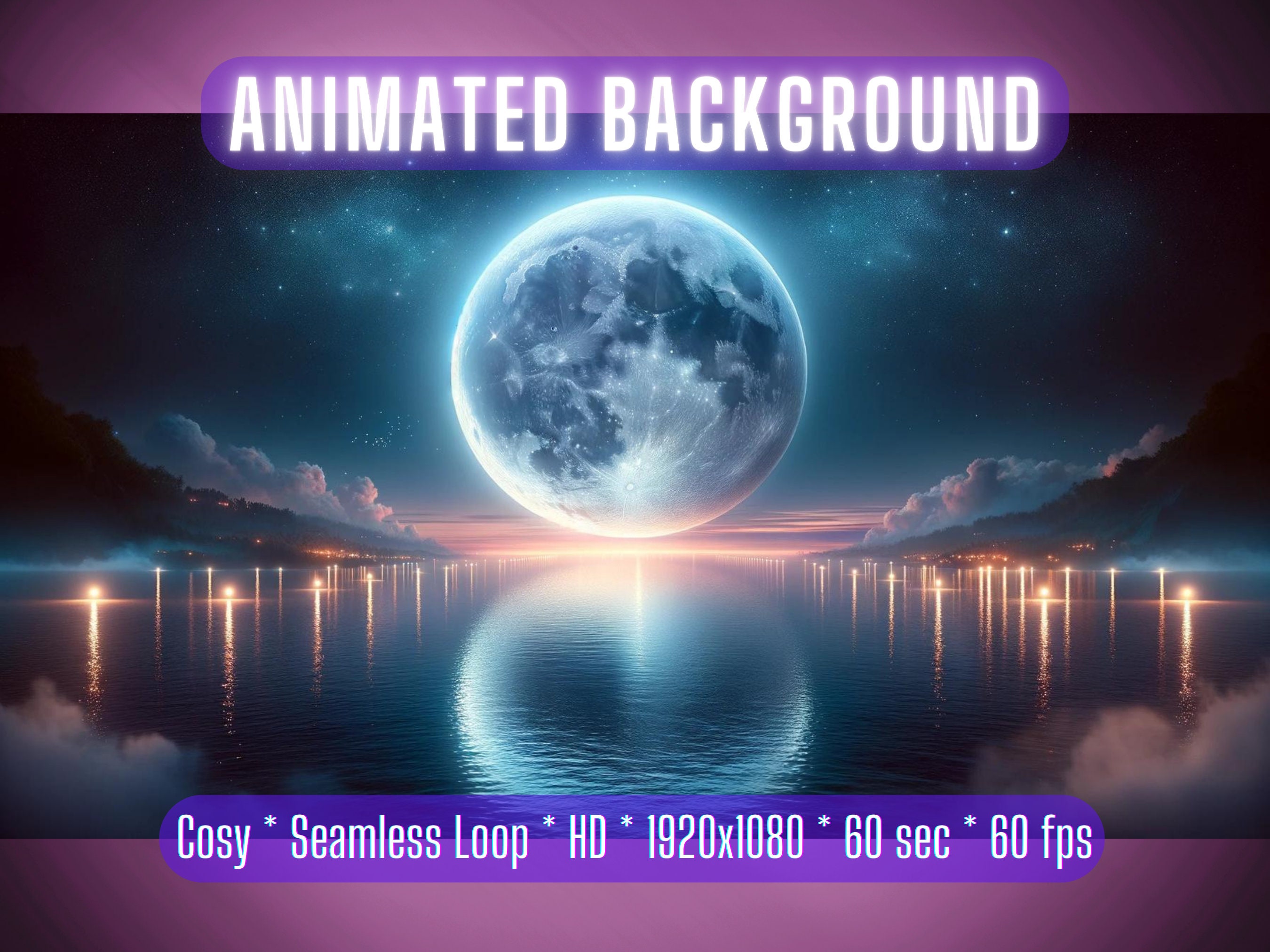 Animated Background Lunar Lake Serenity | Vtuber Background | Twitch ...