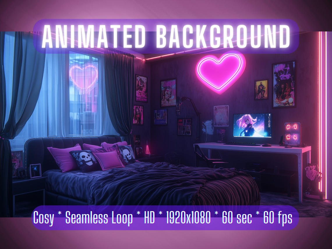 Vtuber Background | Goth Heartbeat Haven | Animated Background | Stream ...