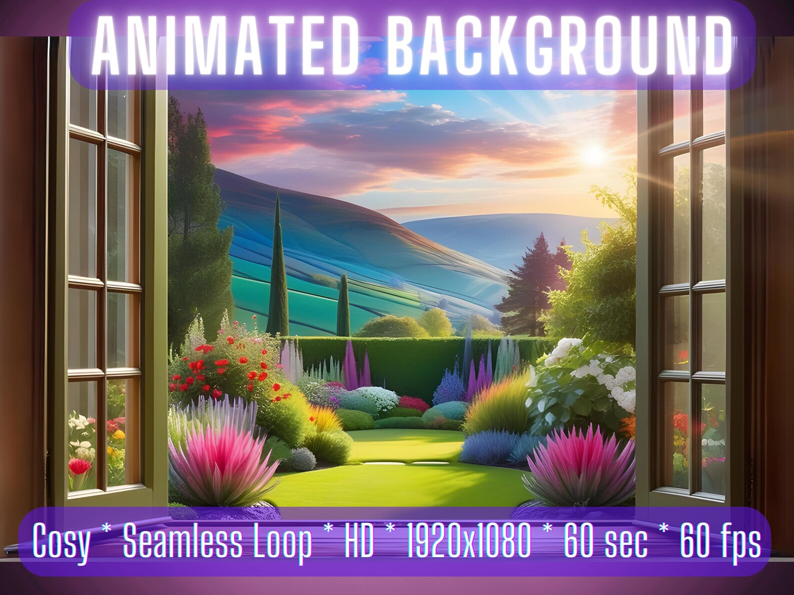 Animated Background |vtuber Background | Open Window Enchanted Garden ...