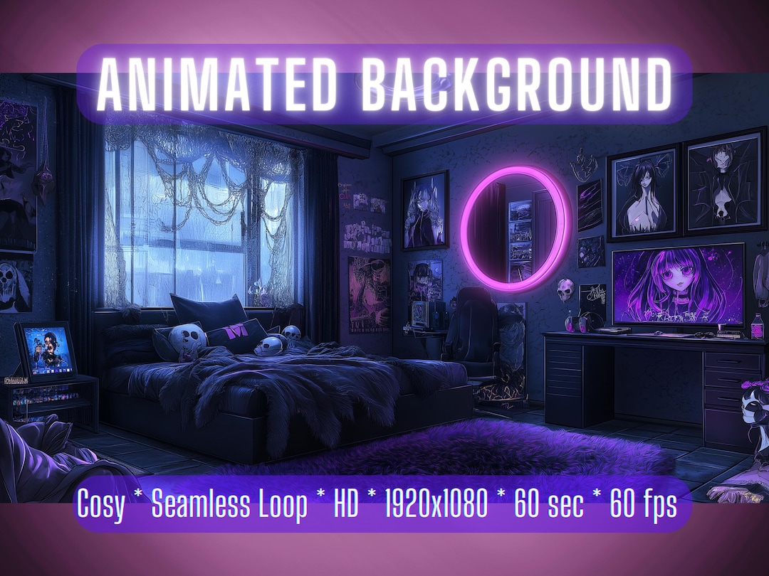 Vtuber Background | Midnight Gaming Lair | Animated Background | Stream ...