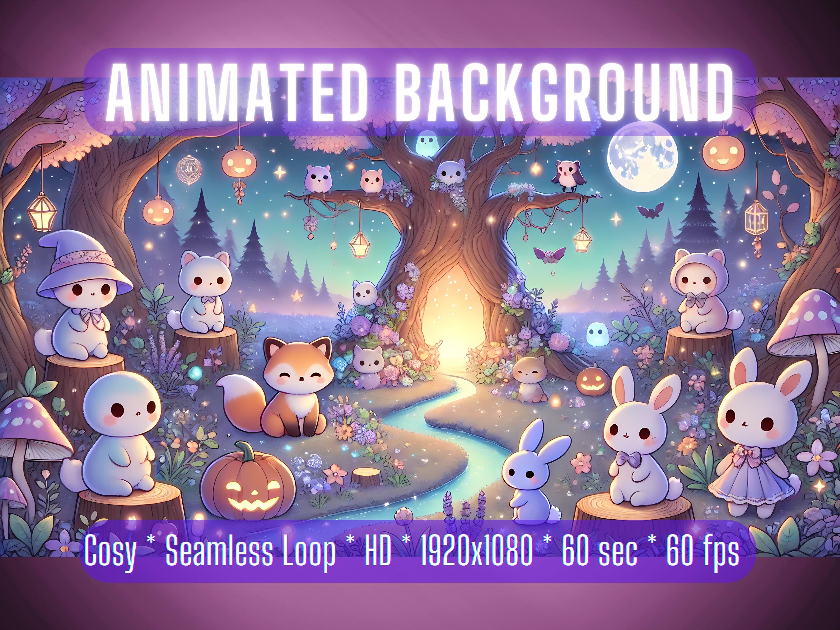 Vtuber Background Animated Cute Halloween Spooky Forest Animated ...