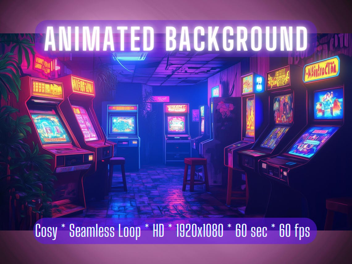 Vtuber Background | Retro Arcade Room | Animated Background | Stream ...