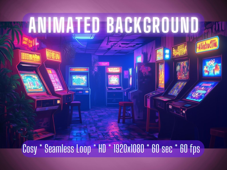 Vtuber Background | Retro Arcade Room | Animated Background | Stream ...