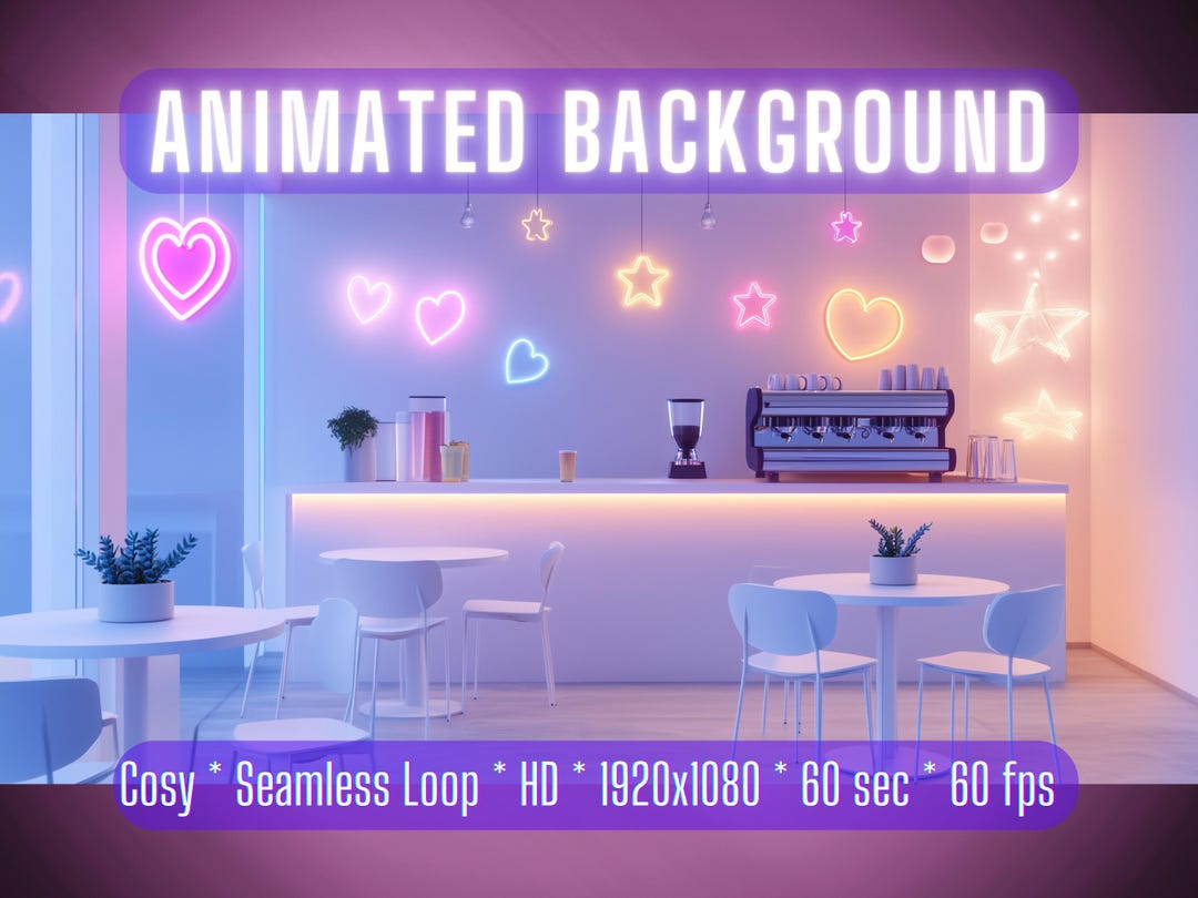 Vtuber Background | Neon Cafe | Animated Background | Stream Overlay ...
