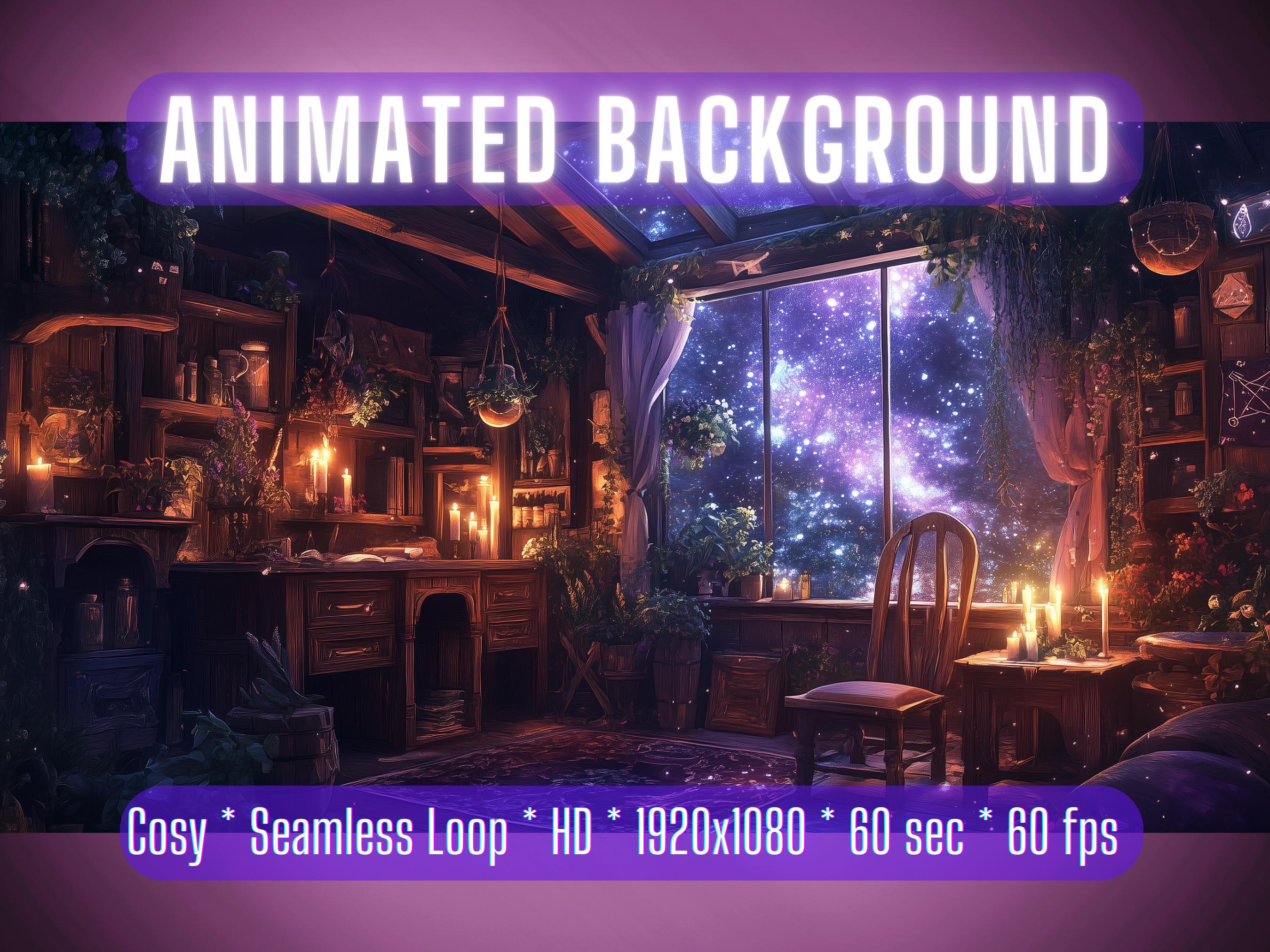Vtuber Background | Starlit Enchanter's Study | Animated Background ...