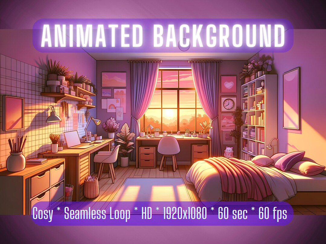 Vtuber Background | Sunset Study Retreat | Animated Background | Stream ...