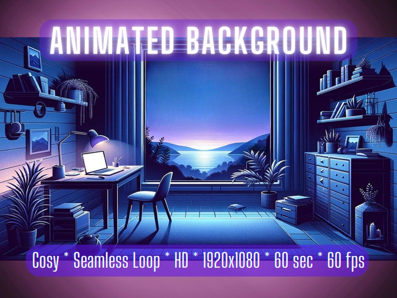 Vtuber Animated Background Seaview Workspace Escape | Vtuber Background ...