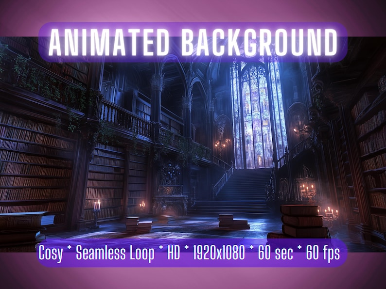 Vtuber Background | Gothic Library Sanctuary | Animated Background ...
