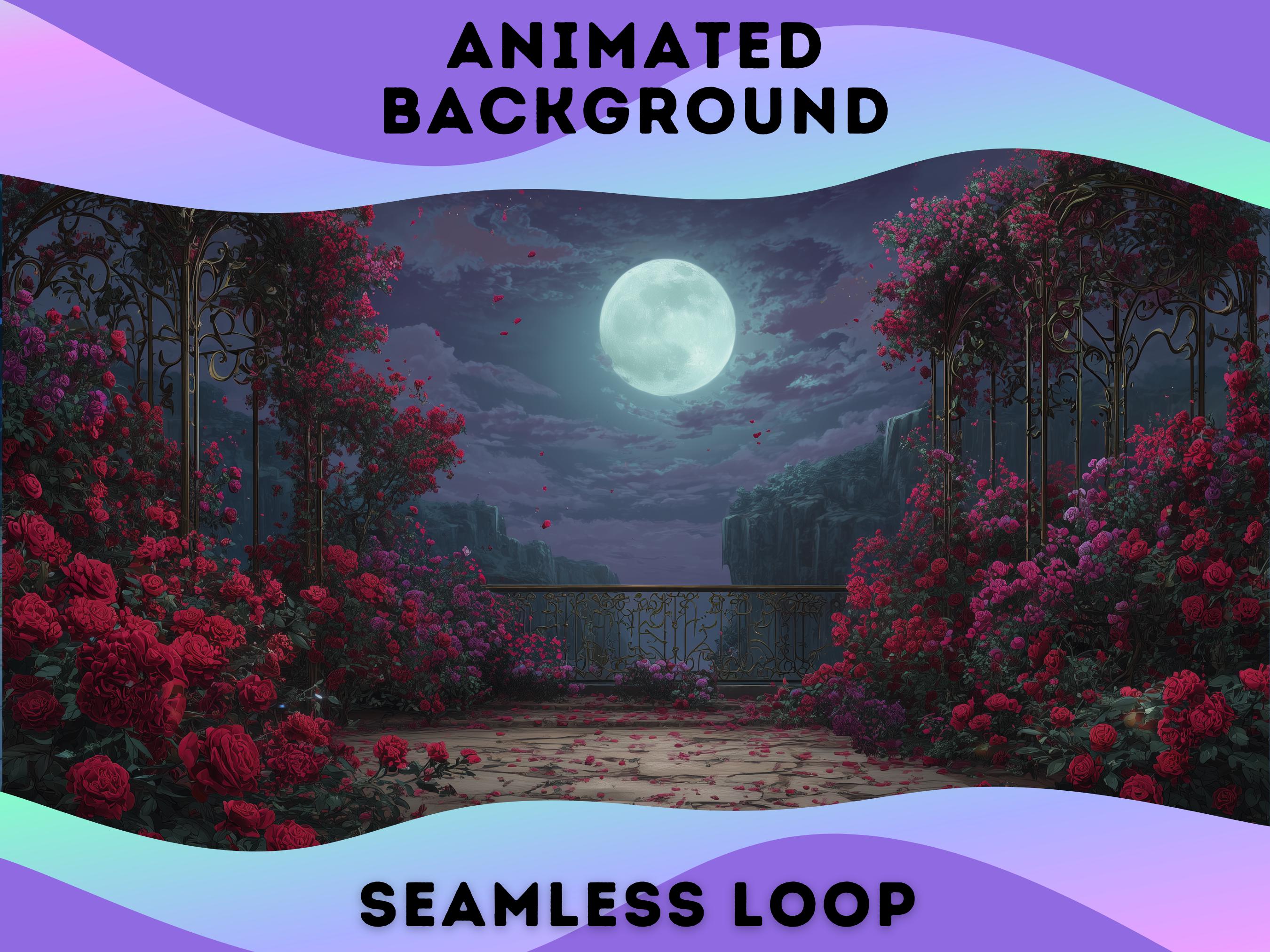 Vtuber Background | Misty Cliffside Rose Garden | Animated Background ...
