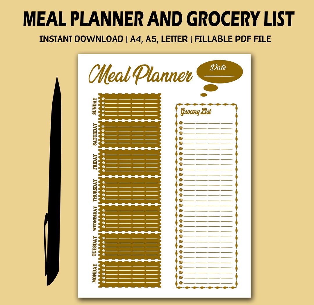 Printable Digital Meal Planner, Food Planner, Meal Prep, Digital ...