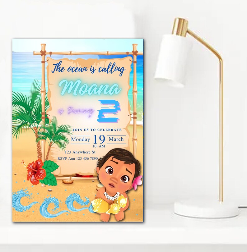 Editable Moana Birthday Invitation Moana Theme Party Invitation ...
