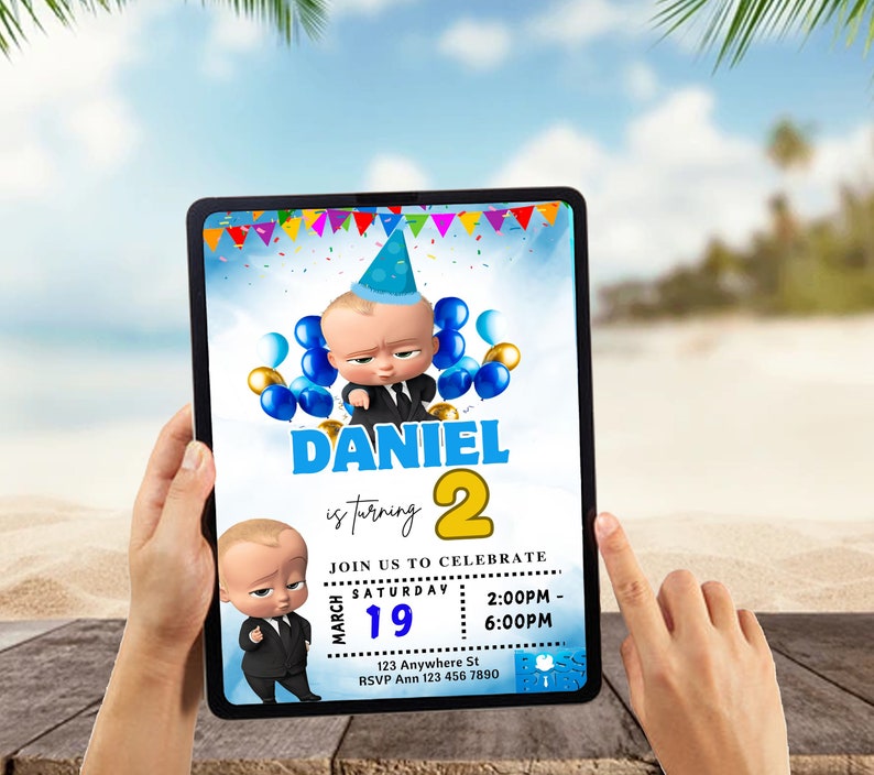 Editable Baby Boss Birthday Invitation, Boss Baby Party Invitation ...