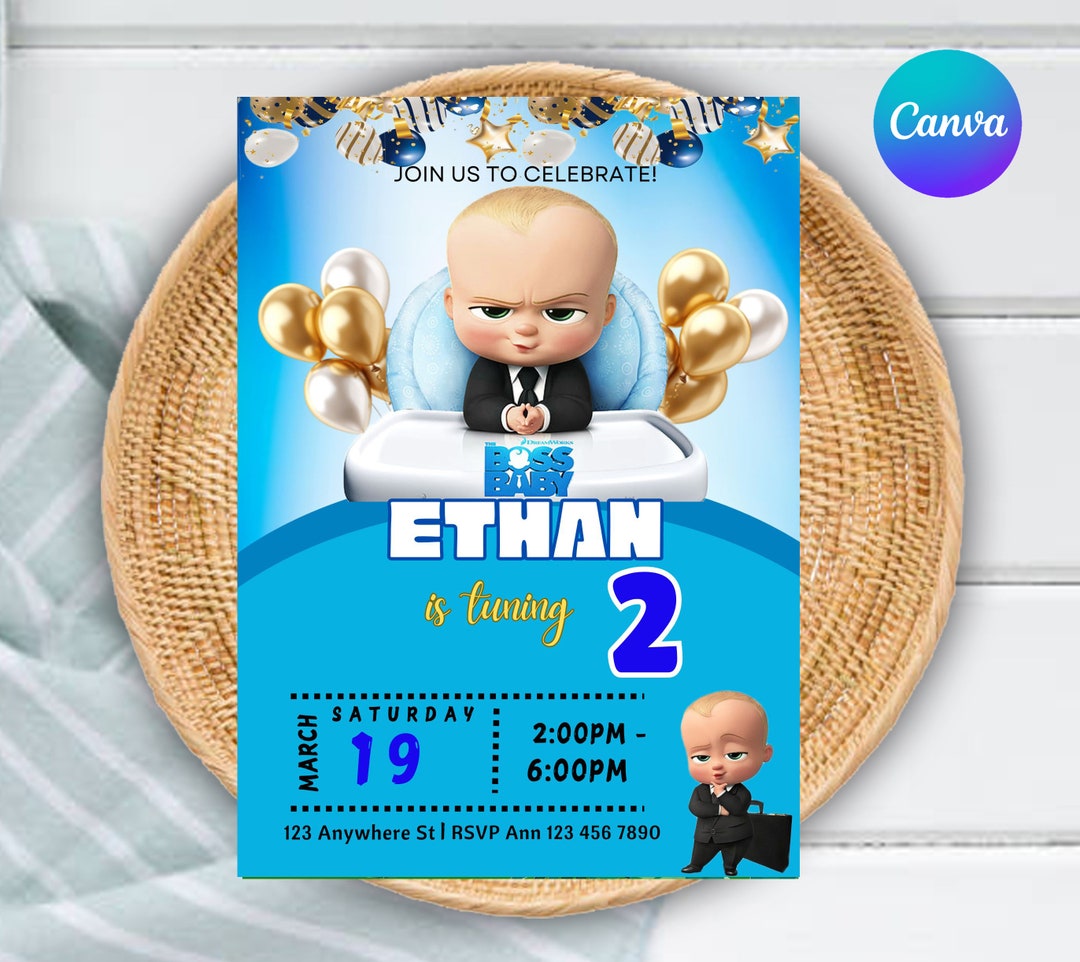 Editable Baby Boss Birthday Invitation, Boss Baby Party Invitation ...