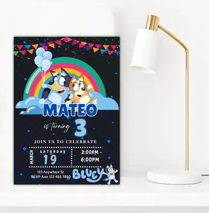 Editable Bluey Birthday Invitation, Bluey Party Invitation, Birthday ...